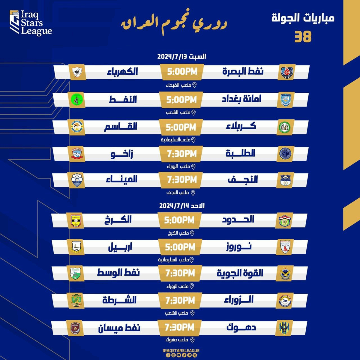 الجولة الاخيرة من دوري نجوم العراق تنطلق غدا.. إليك جدول المباريات | رياضة